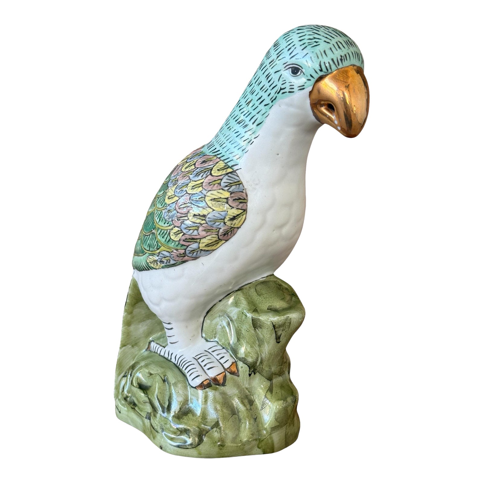 Vintage Andrea by Sadek Hand-Painted Ceramic Parrot Figurine | Chairish