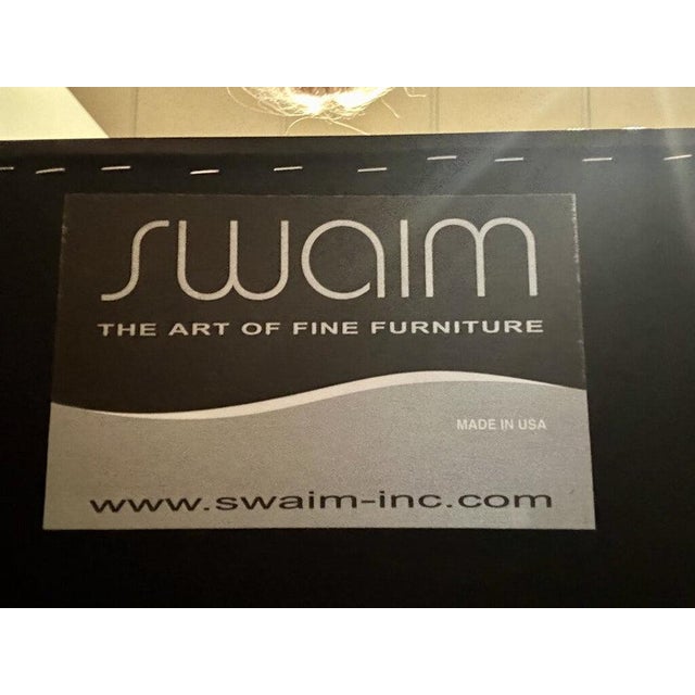 Blue-Gray Vinyl Hall Bench with Java Legs | Chairish