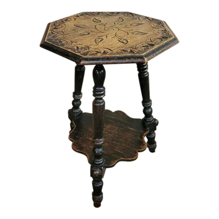 19th Century English Gypsy Side Table Carved & Turned | Chairish