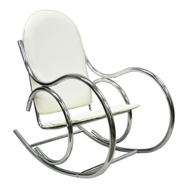 Mid Century Modern Sculptural Chrome Thonet Rocking Chair Rocker Milo ...