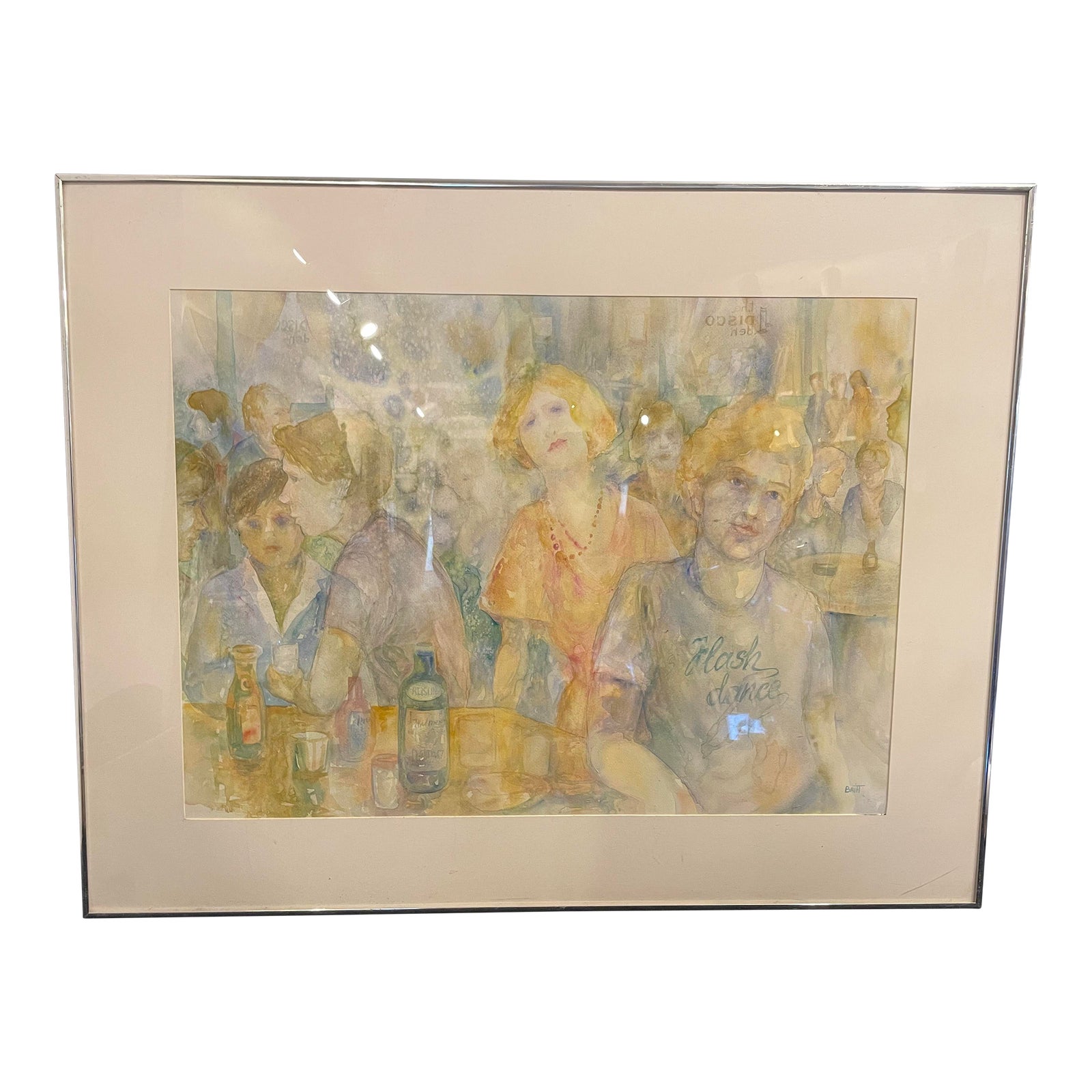 "Disco" Expressionist Figurative Watercolor Painting | Chairish