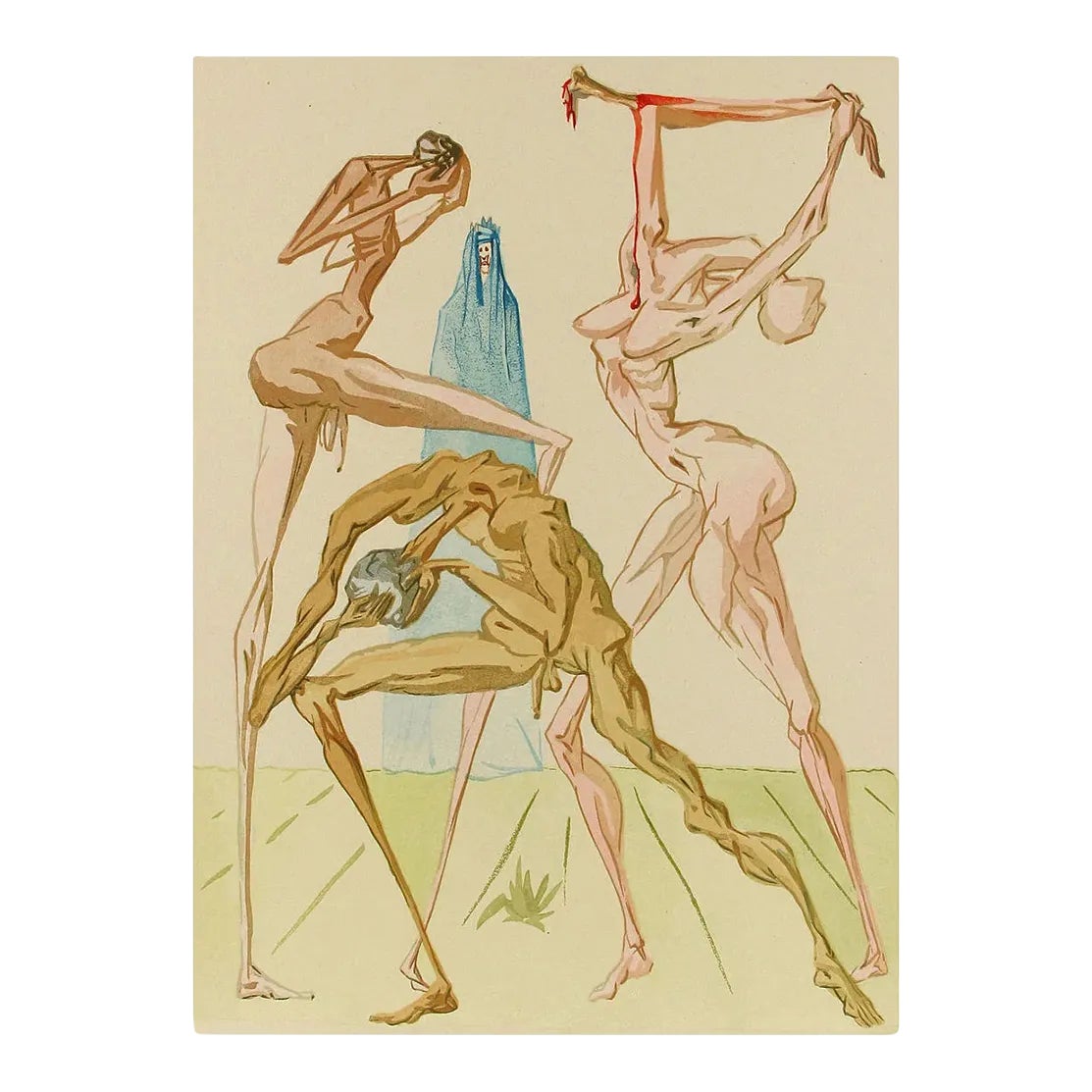 Salvador Dali Woodcut Hell 26 Inhabitants of Prato | Chairish