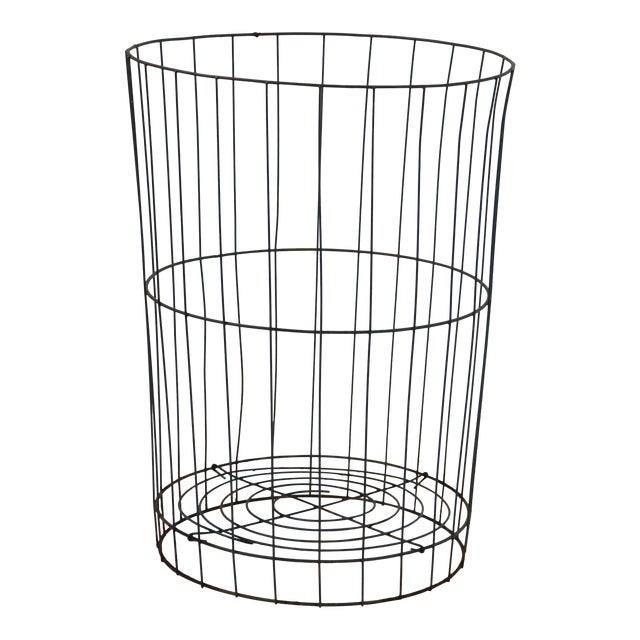 Industrial Wire Trash Basket Wastebasket | Chairish