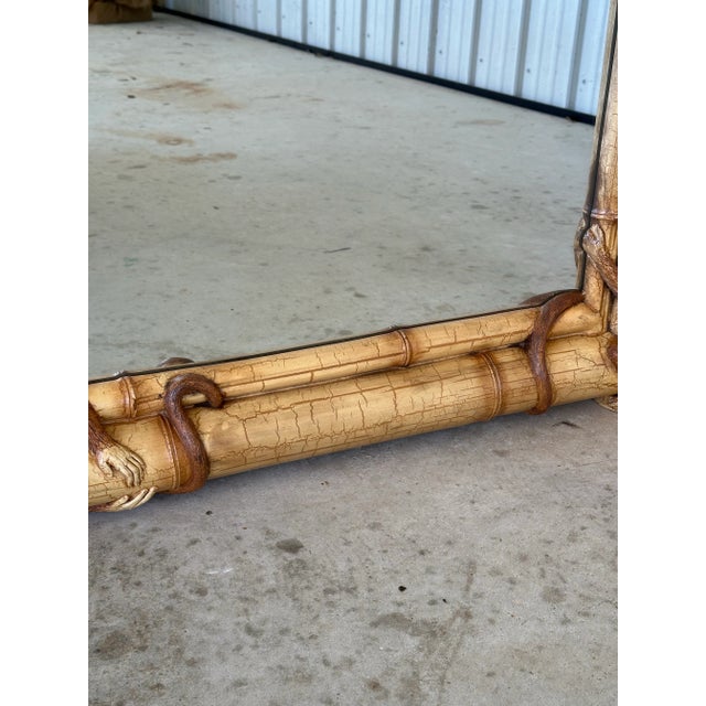 Late 20th Century Sculptural Faux Bamboo Monkey Wall Mirror | Chairish