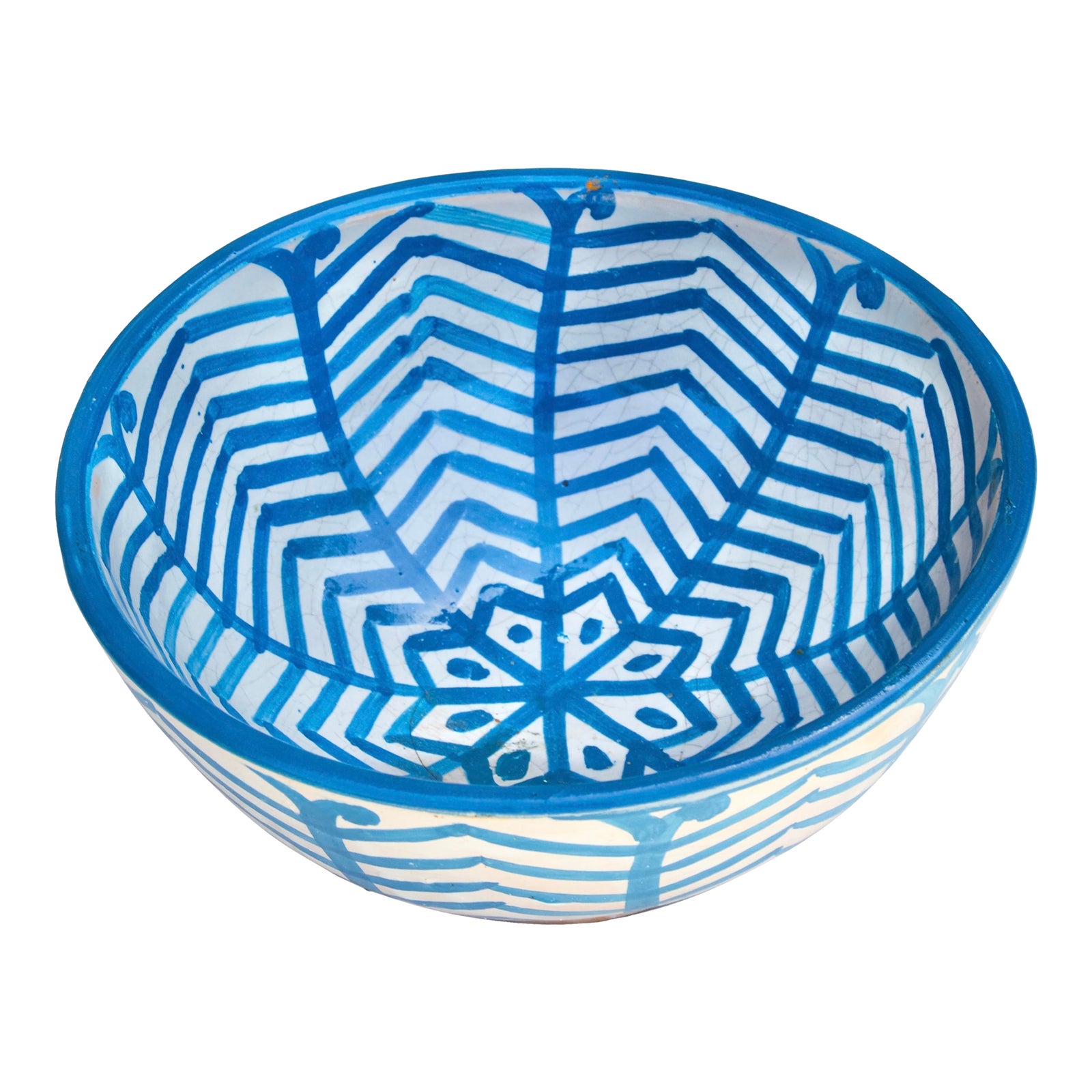 Late 19th Century Handmade Blue Andalusian-Patterned Ceramic Bowl ...