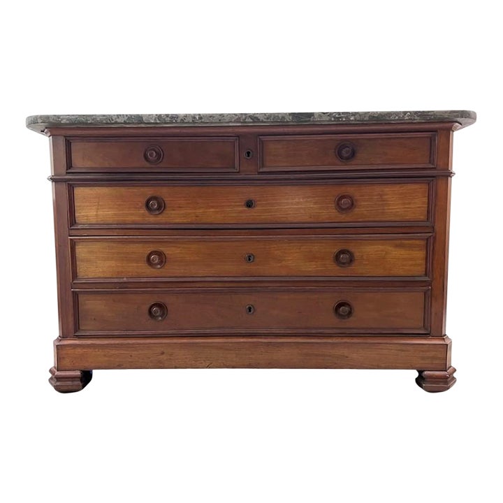 Mid 19th Century Antique French Mahogany Marble Top Commode | Chairish