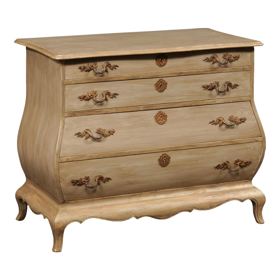 Mid 20th Century French Bombé Commode with Nice Rococo Hardware | Chairish