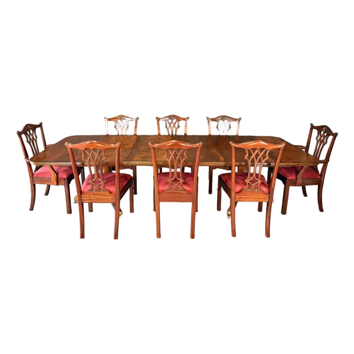 9 Piece Maitland-Smith Flamed Mahogany Dining Set | Chairish