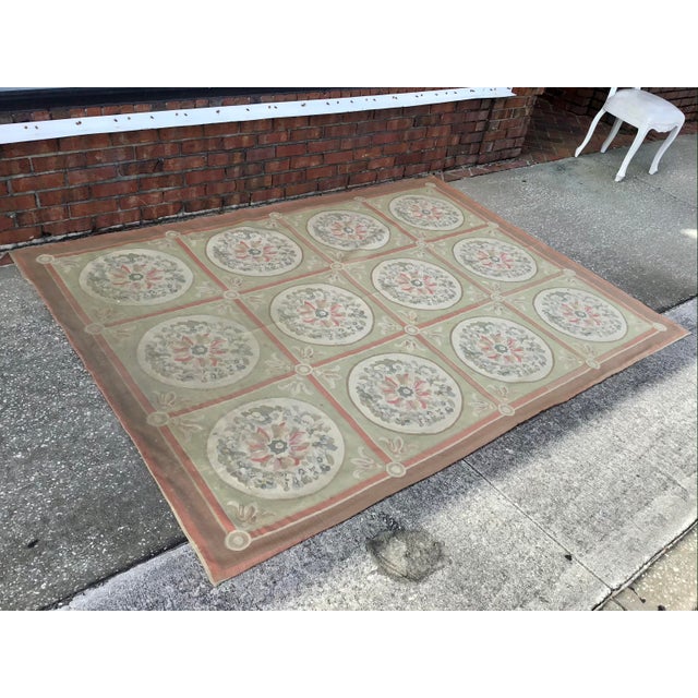 French Needlepoint Medallion Rug | Chairish