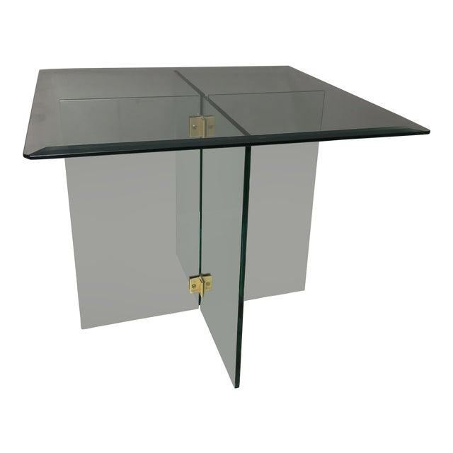 1970s Pace Glass Brass End Table | Chairish