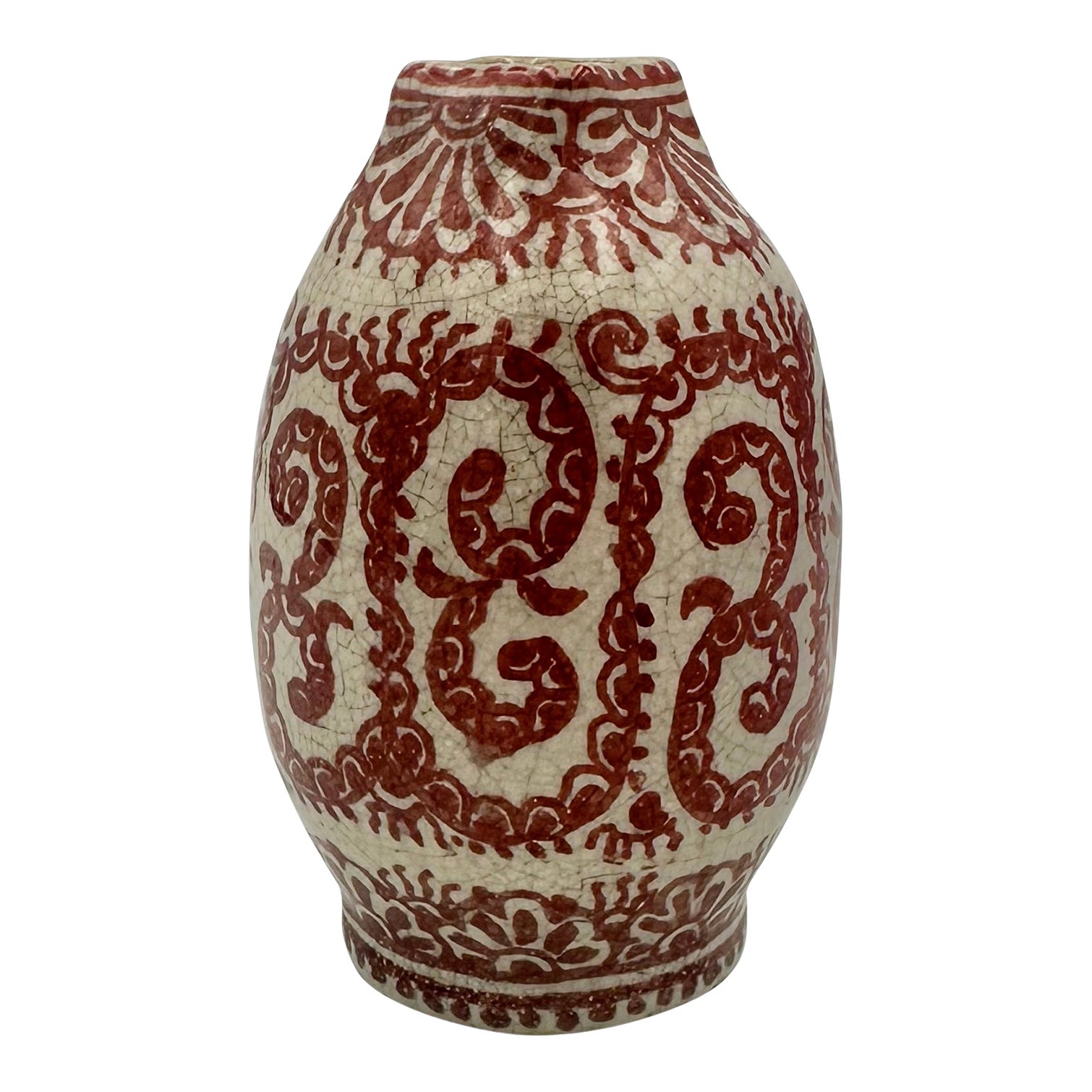 A Rare De Porcelyne Fles Dutch Delft Red Craquele Glaze Pottery Vase ...