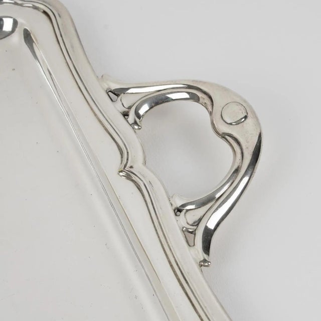 Modernist Alpaca Silver Plate Serving Barware Tray | Chairish