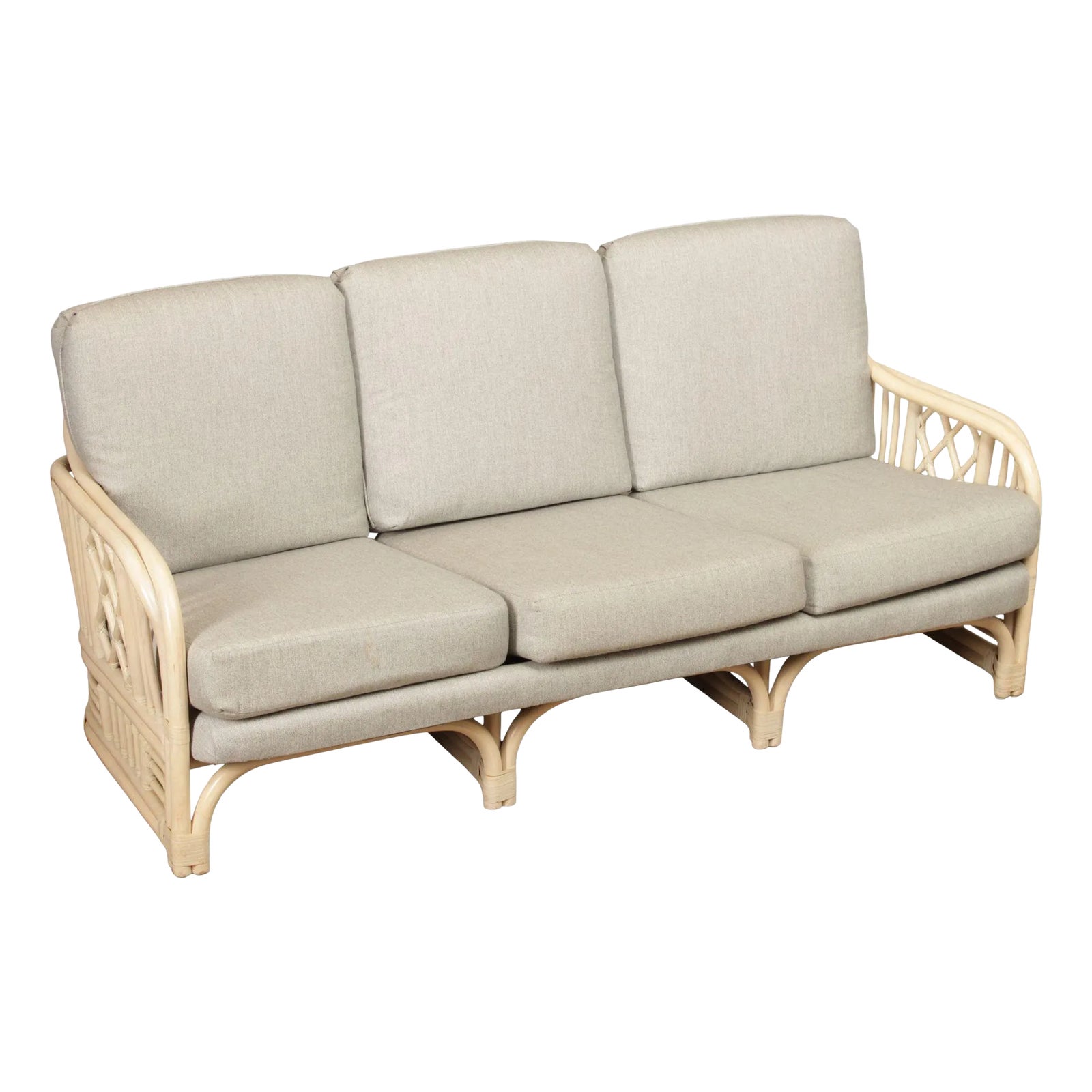 Brighton Pavilion Style Vintage Rattan Three-Seat Sofa | Chairish