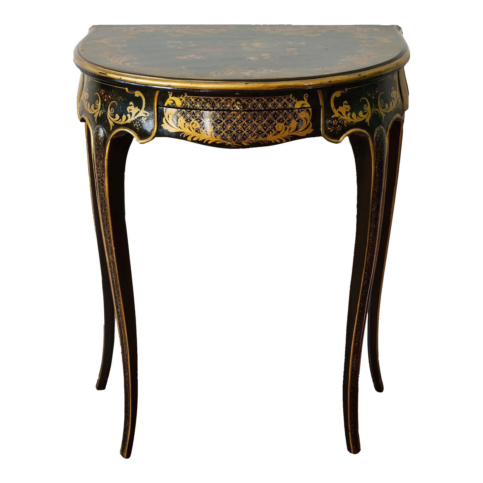 Early 19th Century Demi Lune Napoleon III Accent Table | Chairish