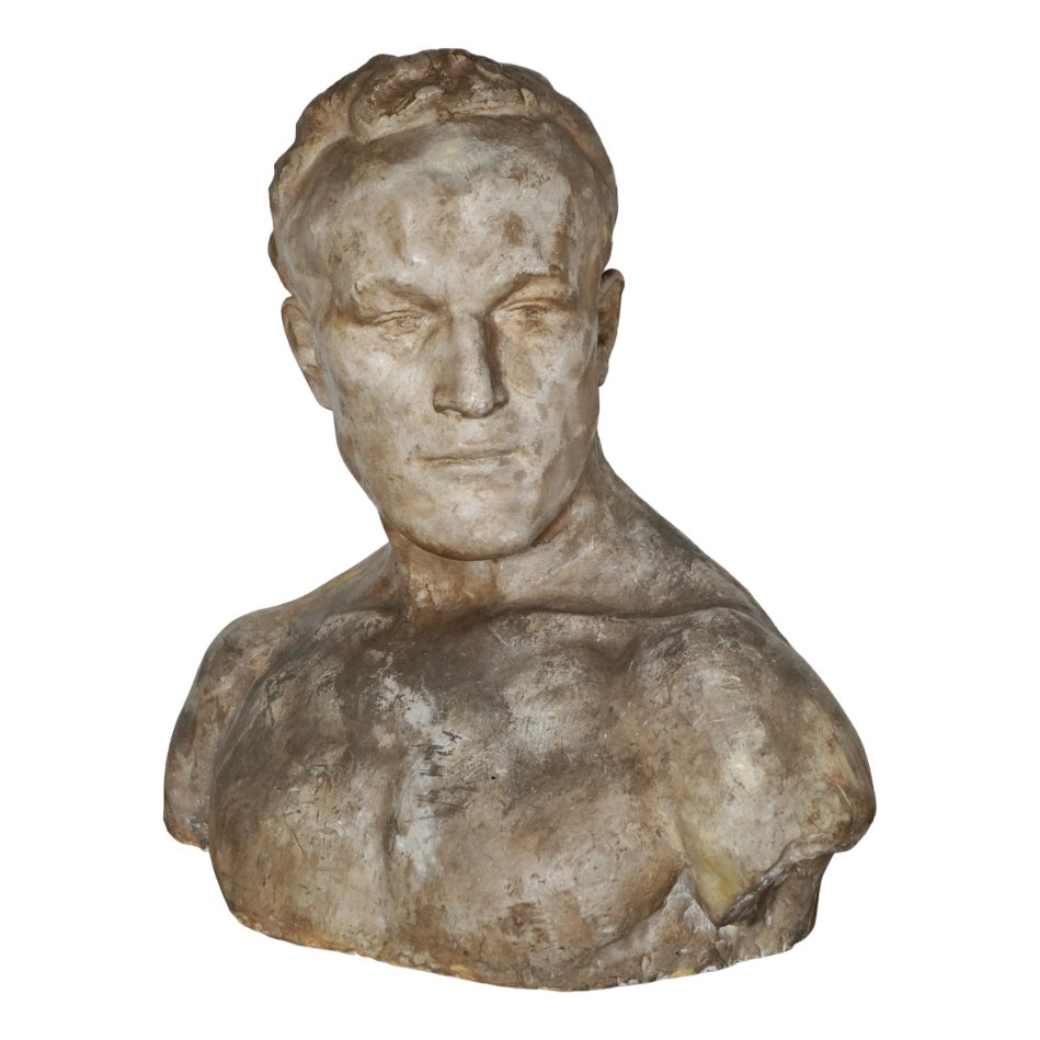 Eduard Deckers, Large Art Deco Bust, 1935, Clay & Plaster | Chairish