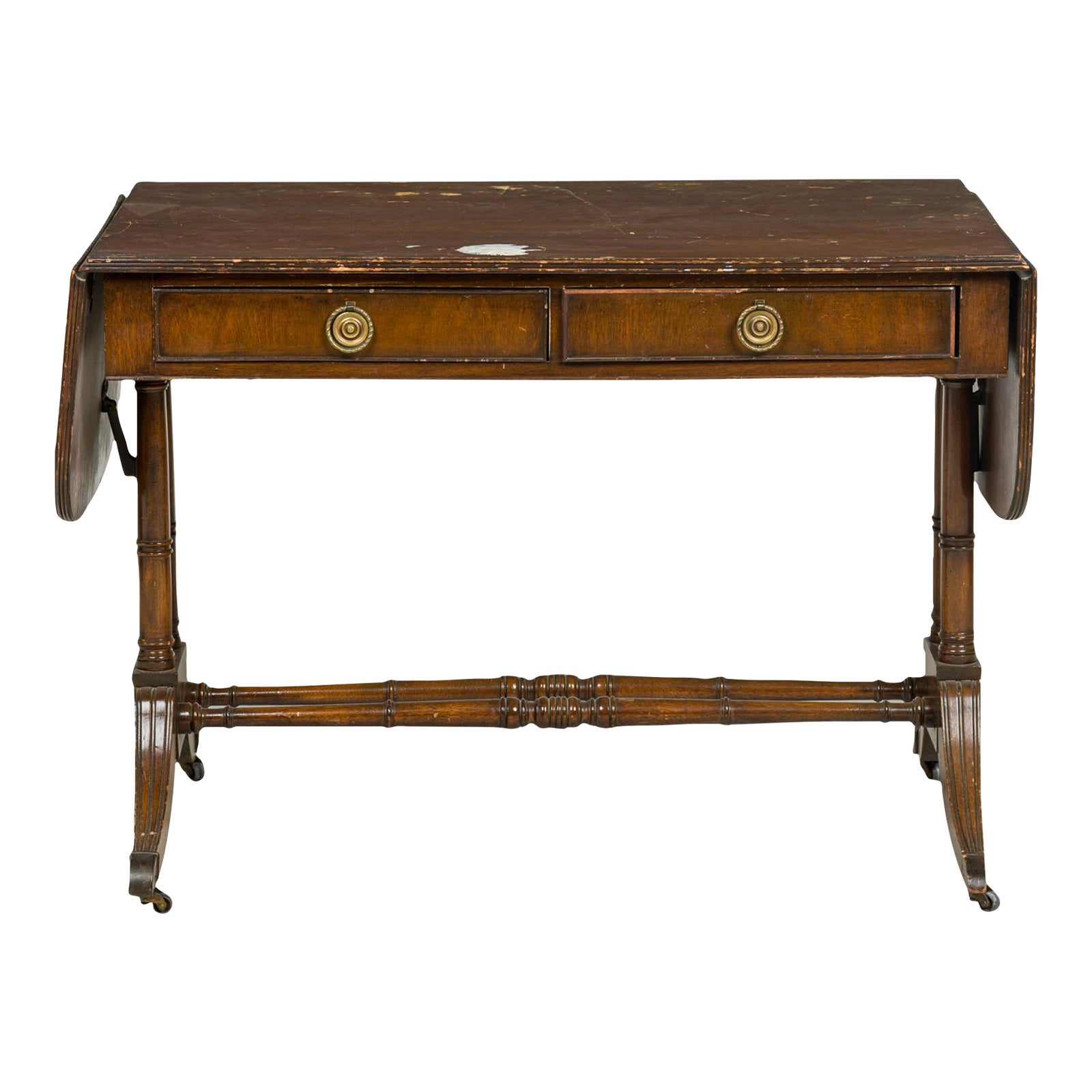 English Regency Mahogany Drop Leaf Console Sofa Table | Chairish
