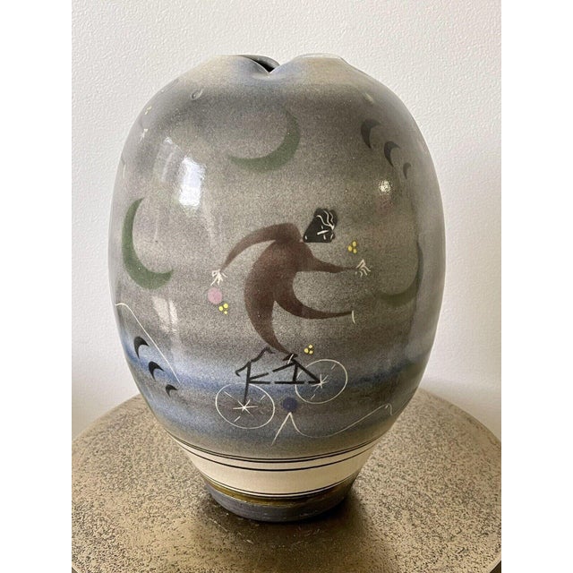 1980s Jamie Davis Bicycles Studio Art Pottery Postmodern Ceramic Vase ...