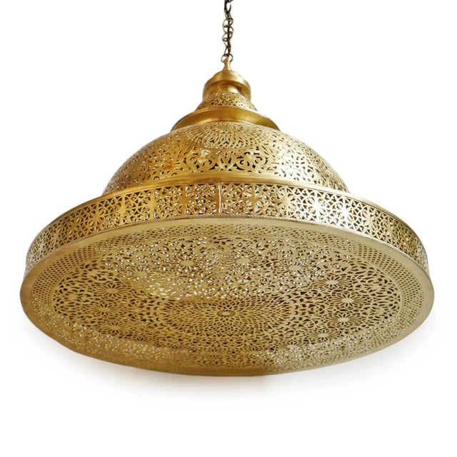 Contemporary Brass Bell Pendant Light Large | Chairish
