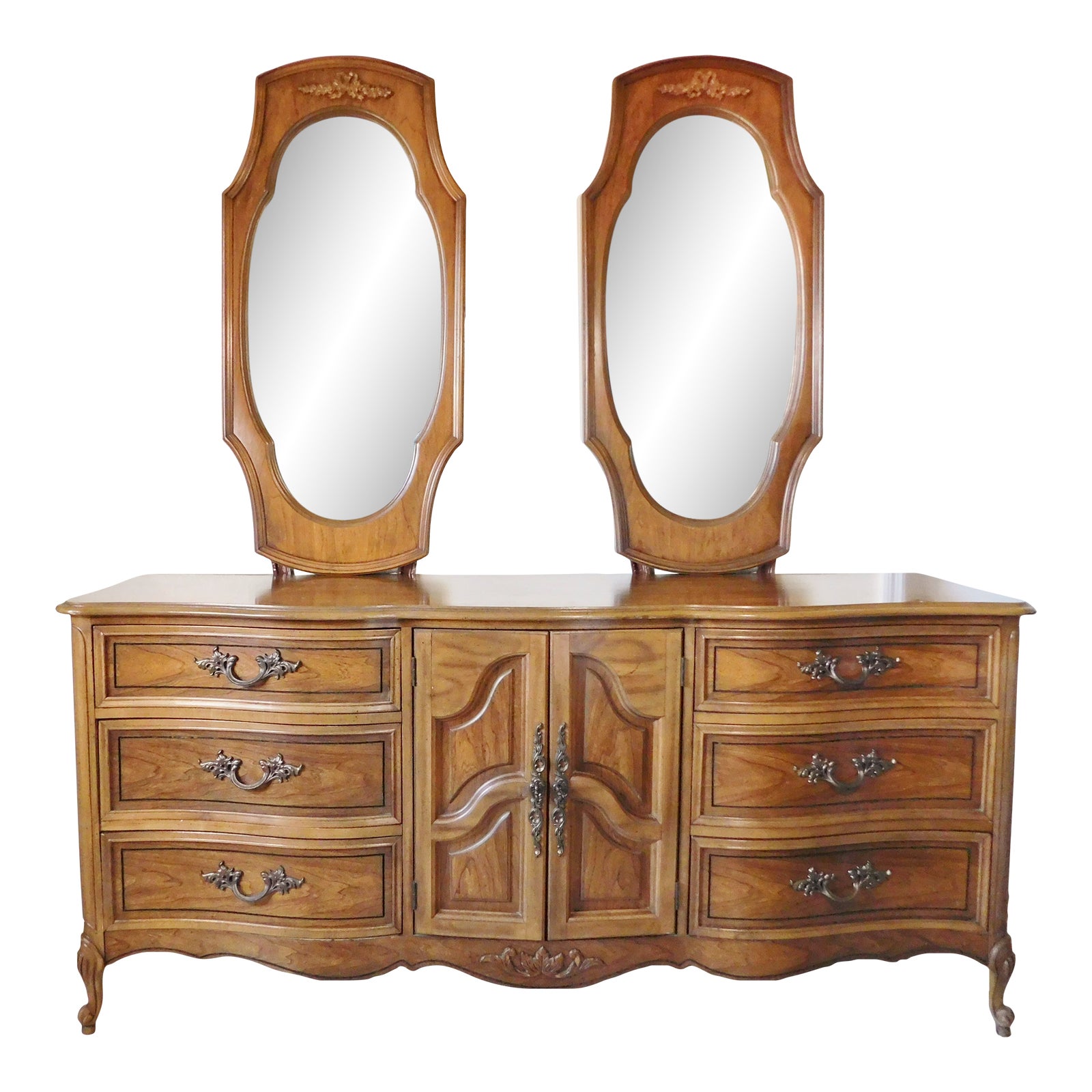 Vintage Dixie Furniture French Provincial 9 Drawer 2 Door Triple ...