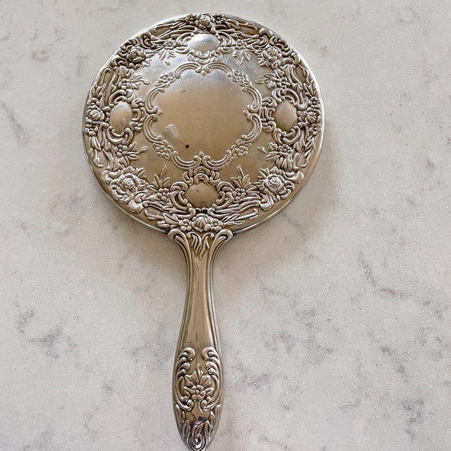 Vintage Silver Plated Embossed Vanity Accessories - 4 Pieces | Chairish