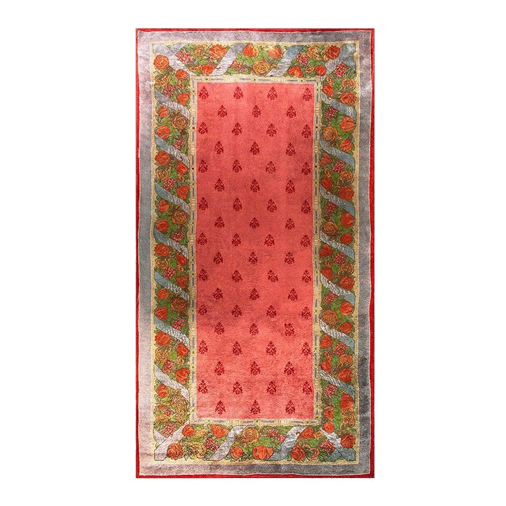1900s Pink Rose Floral Arts & Crafts Antique Irish Donegal Rug 9' X 17 ...