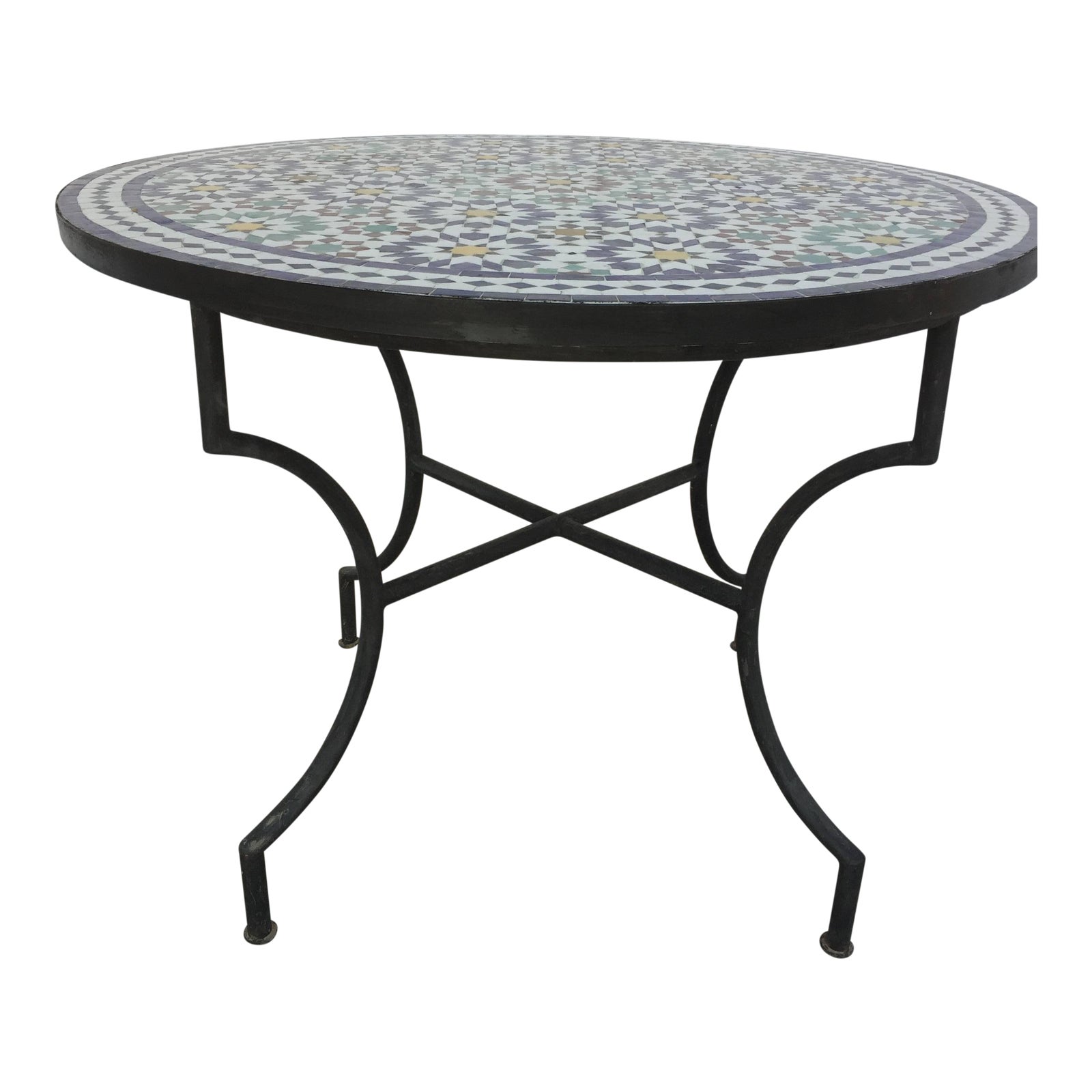 20th Century Moroccan Outdoor Mosaic Tile Table From Fez in Traditional ...