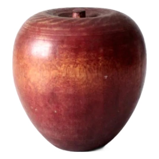 Mid-Century Wooden Apple Paperweight | Chairish