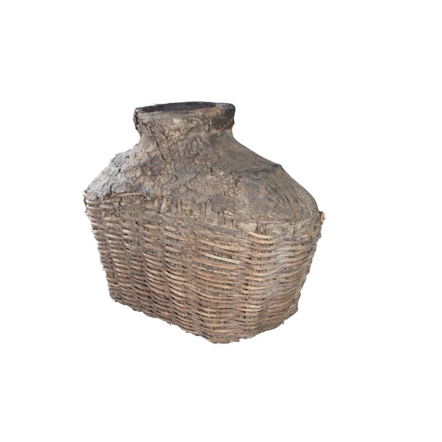 Early 20th Century Antique Chinese Woven Willow Oil Container Jar ...