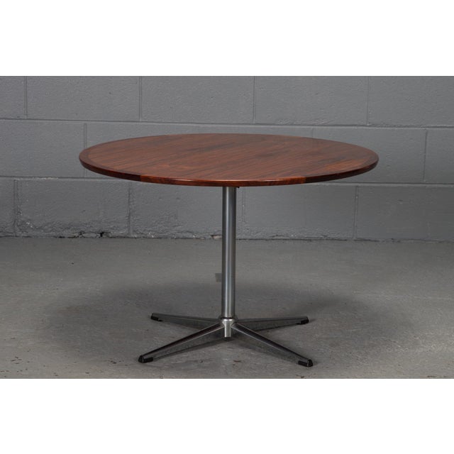 Round Rosewood & Chrome Pedestal Base Coffee Table | Chairish