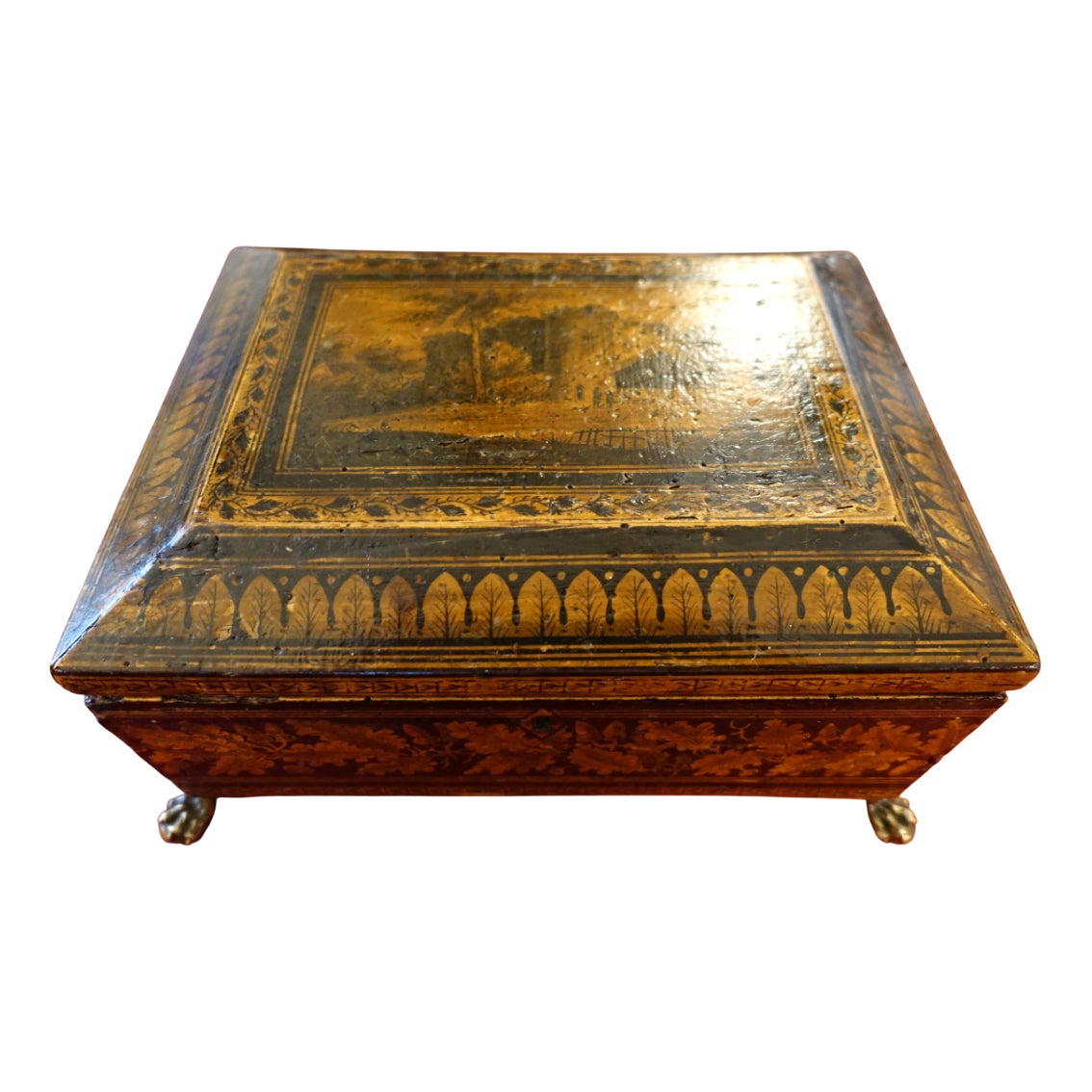 Tomb-Shaped Painted Oak Casket, 18th-19th Century | Chairish