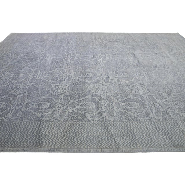 Modern Allover Transitional Wool & Silk Rug Designed in Gray Colors ...