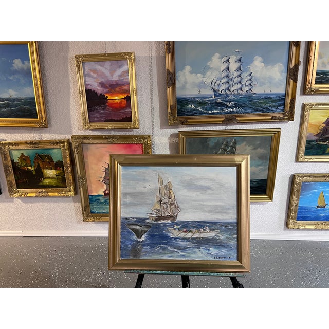 Artist e.f. Fuller Original Painting on Canvas, Seascape, Sailboat ...