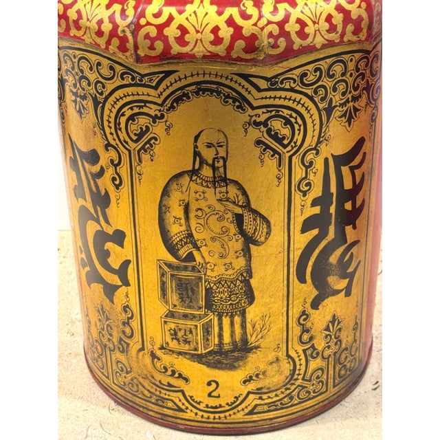 Pair of English Regency Red Tôle & Gilt Chinoiserie Tea Caddies, Nos. 2 ...