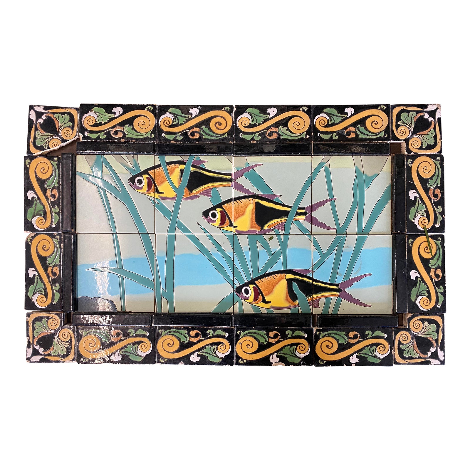 Unrivaled 1920's Gladding McBean Tile Company Fish Tile Mural With ...