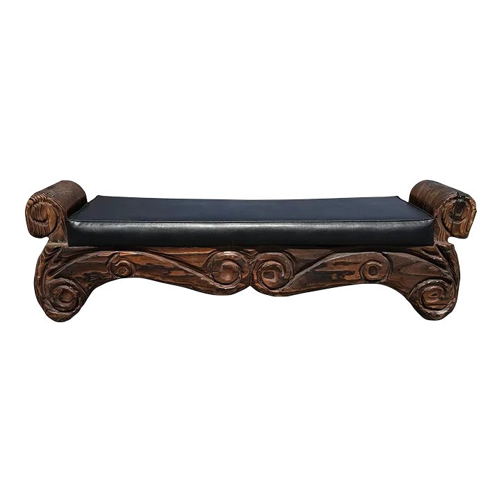 Vintage Witco Tiki Wood Carved Bench Mid Century Modern | Chairish