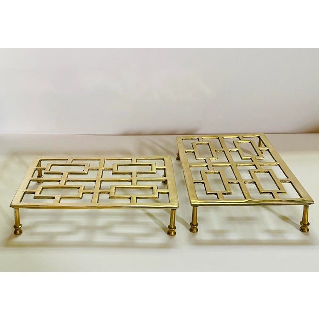 Vintage Indian Brass Rectangular Trivets- a Pair | Chairish