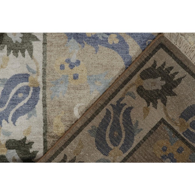 Rug & Kilim’s Classic Style Rug in Brown With Beige and Blue Floral ...