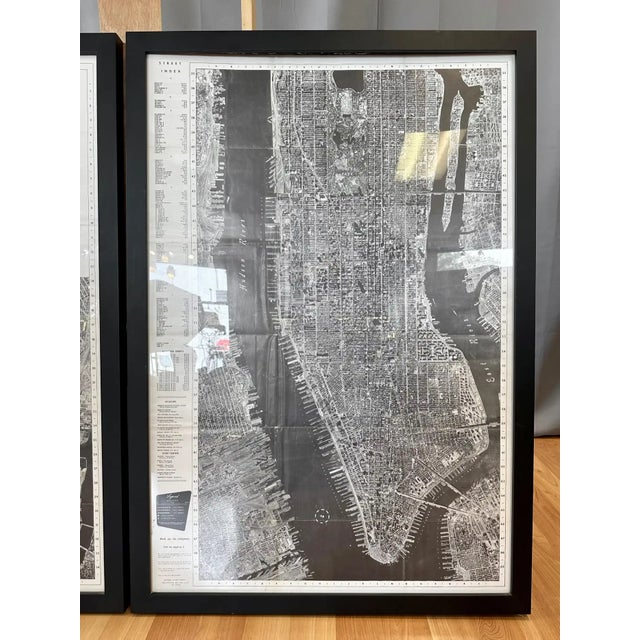 Pair of Monumental National Air Map Company Manhattan Aerial Photo Maps ...