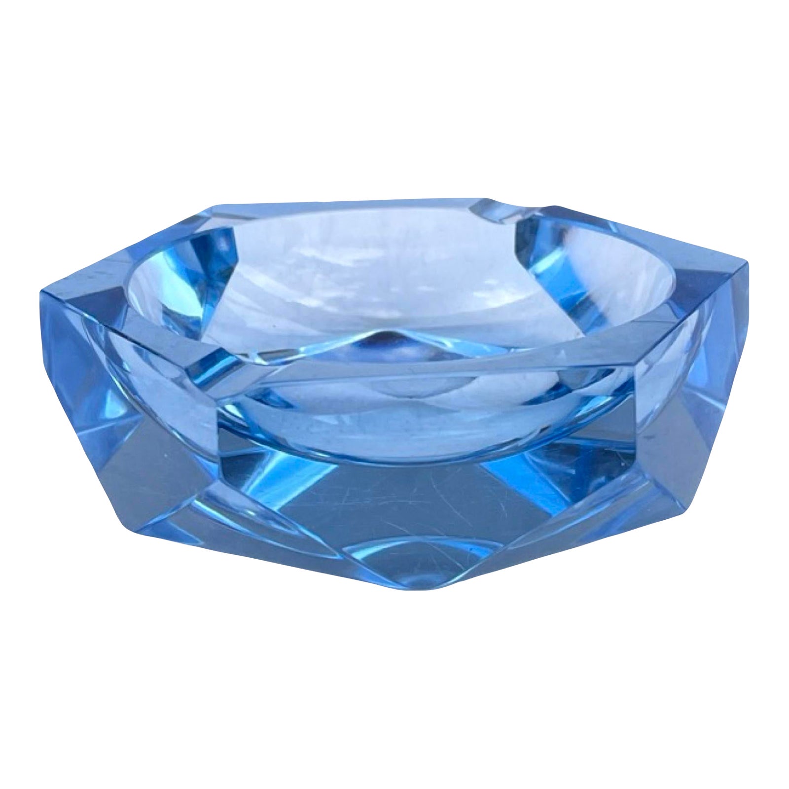 Blue Crystal Ashtray, Crystalex Novy Bor, Czech Republic, 1970s. | Chairish