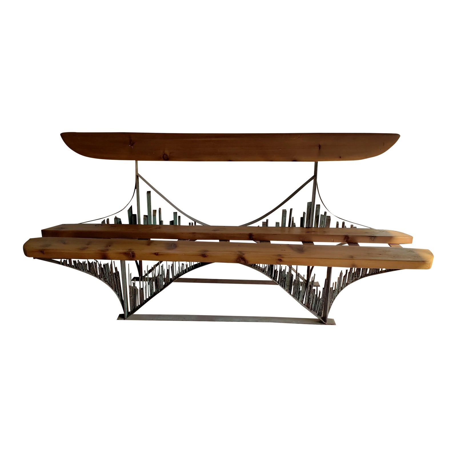Brutalist Craftsmanship Bridge Bench | Chairish