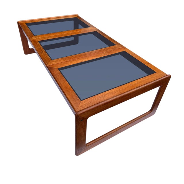 1960s Mid Century Danish Teak and Smoked Glass Coffee Table by Komfort Chairish