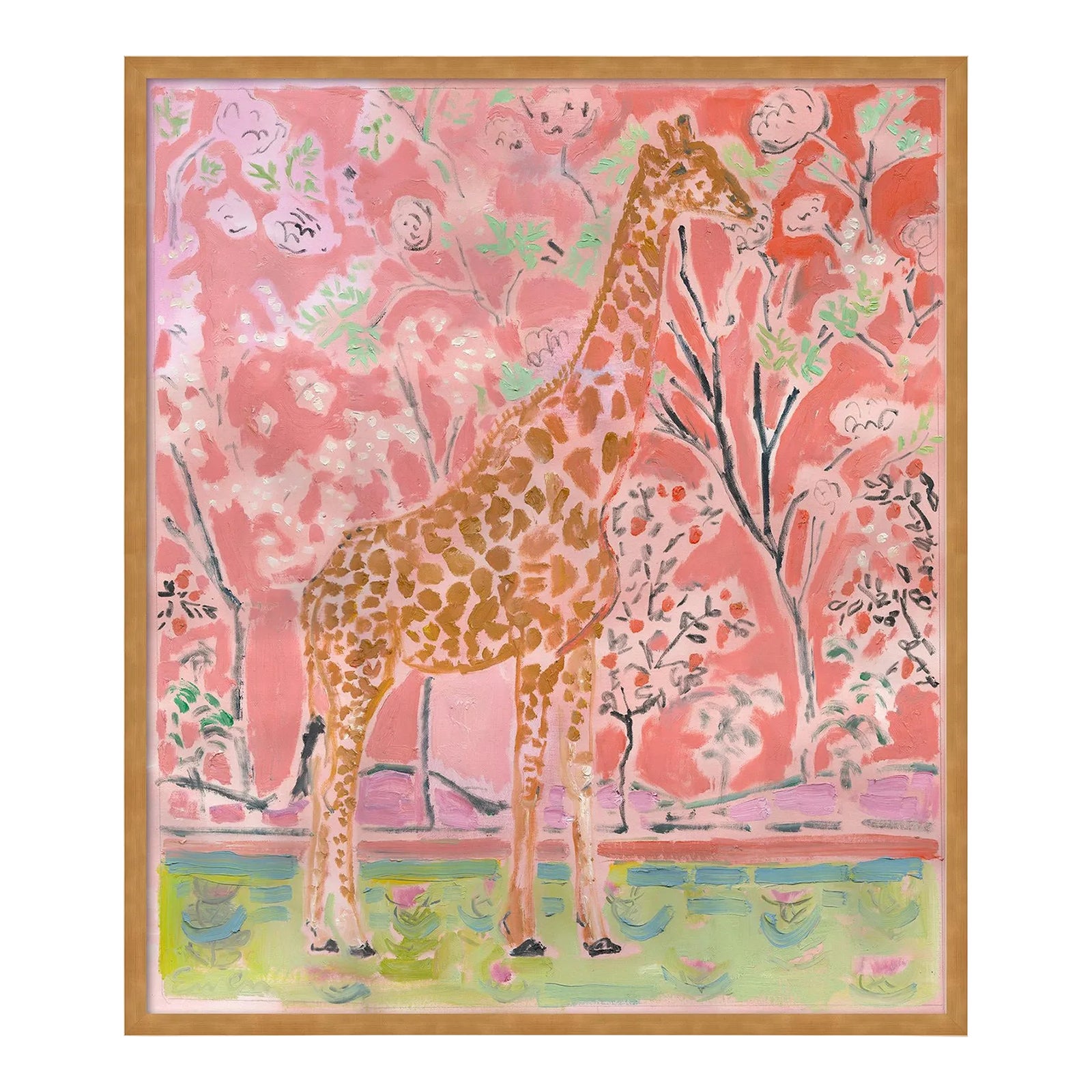 Giraffe Facing Right by Anne-Louise Ewen in Gold Frame, Large Art Print ...