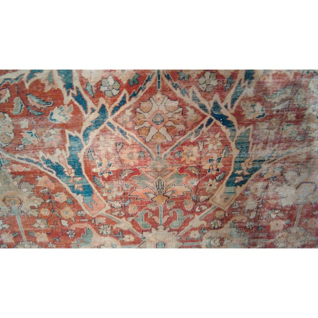 Distressed Antique Sultan Abad Rug - 11’0” X 13’6” | Chairish