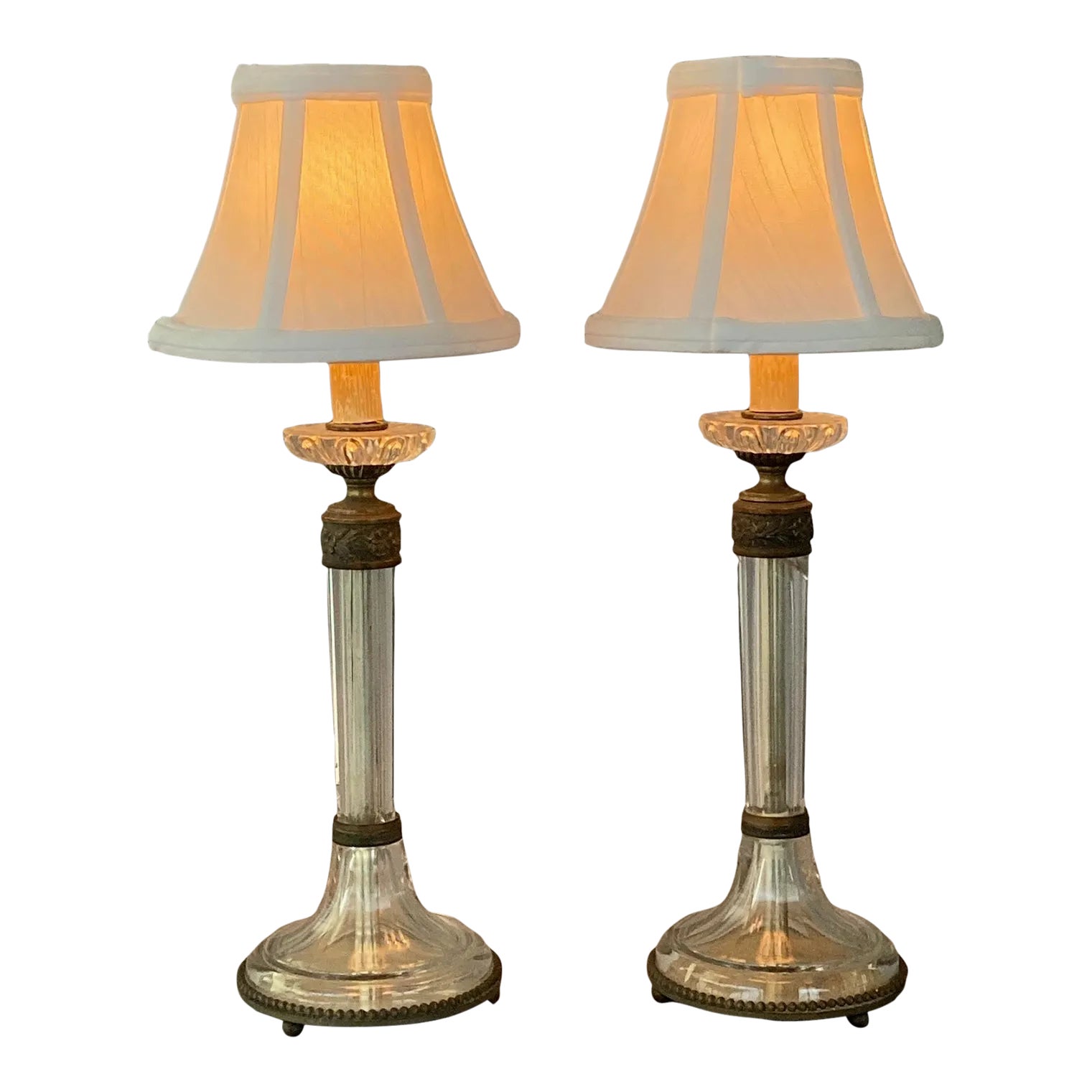 A Pair of French Crystal Vanity Table Lamps, Ca. 1920 | Chairish