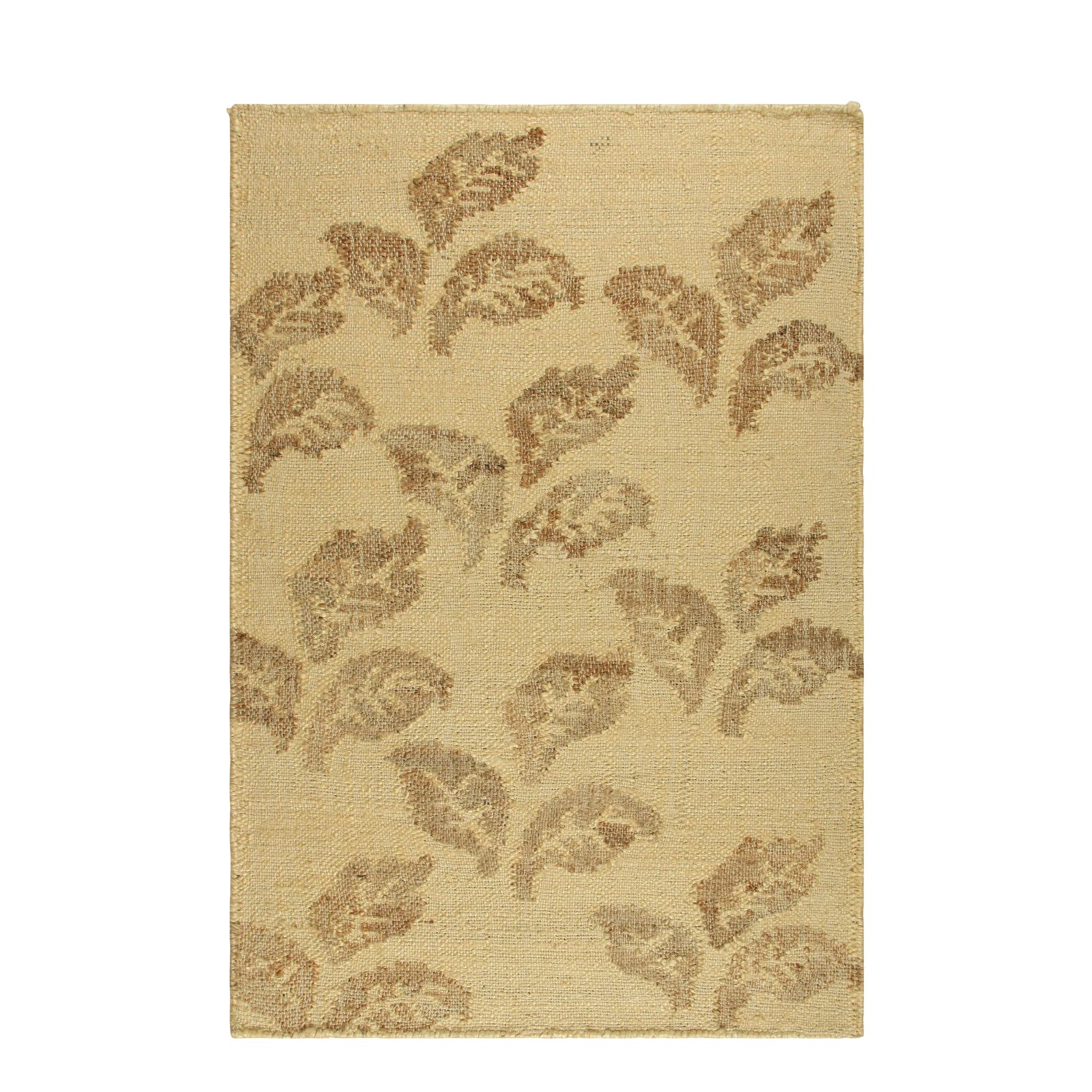 Rug & Kilim's Block Print Flatweave Rug with Beige-Brown Floral ...