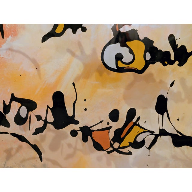 1990s An Abstract Three Dimensional Reverse Painting on Glass Inside a ...