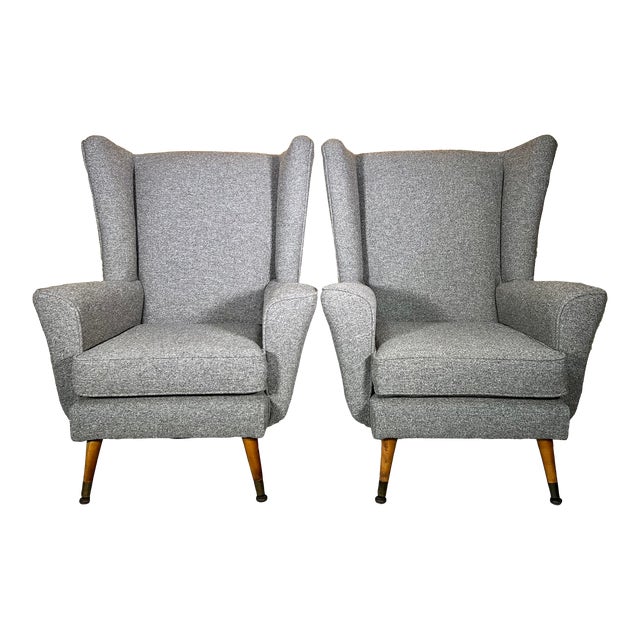 Mid 20th Century Pair of Mid Century Modern Wingback Chairs | Chairish