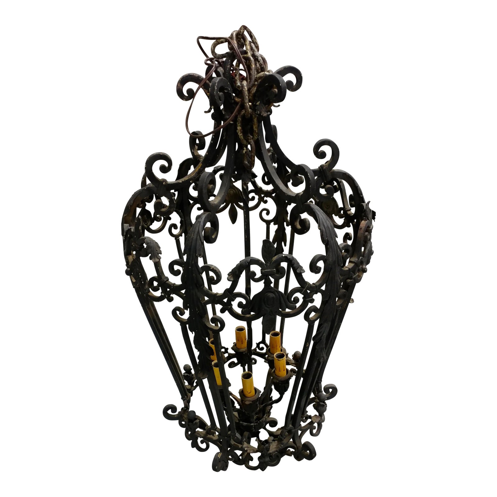 Spanish Revival Wrought Iron Chandelier | Chairish