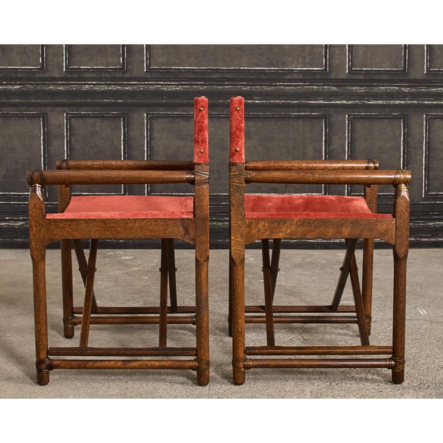 Pair of McGuire Campaign Style Oak Directors Chairs | Chairish