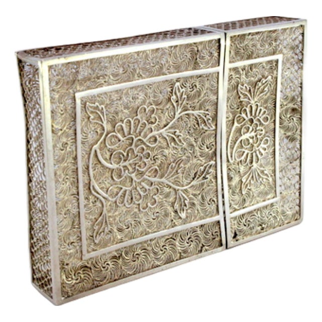 Filigree Silver Cardboard Box with Floral Motifs and Removable Lid ...